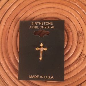 Vintage | Jewelry | Vintage April Crystal Birthstone Lapel Cross Pin ...